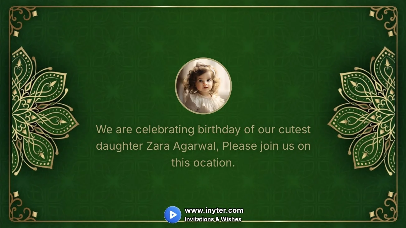 Inyter - Birthday invitation with green abstract background animation