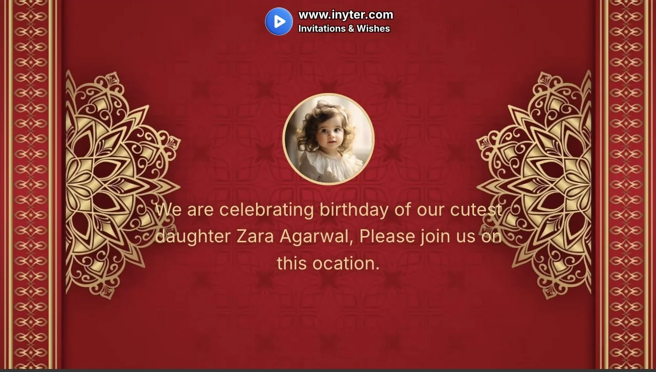 Inyter - Birthday invitation with maroon abstract animation